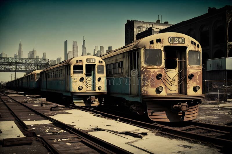 NYC Old Outdated Subway Cars in a Metro Depot in Daytime. Neural ... NYC Old Outdated Subway Cars in a Metro Depot in Daytime. Neural ...