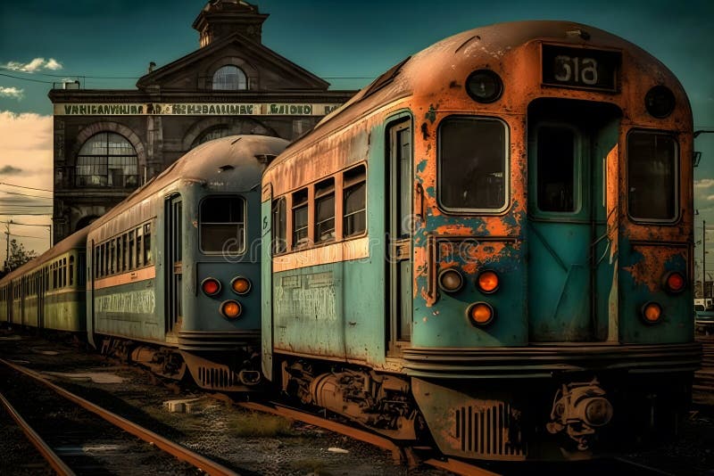 NYC Old Outdated Subway Cars in a Metro Depot in Daytime. Neural ... NYC Old Outdated Subway Cars in a Metro Depot in Daytime. Neural ...