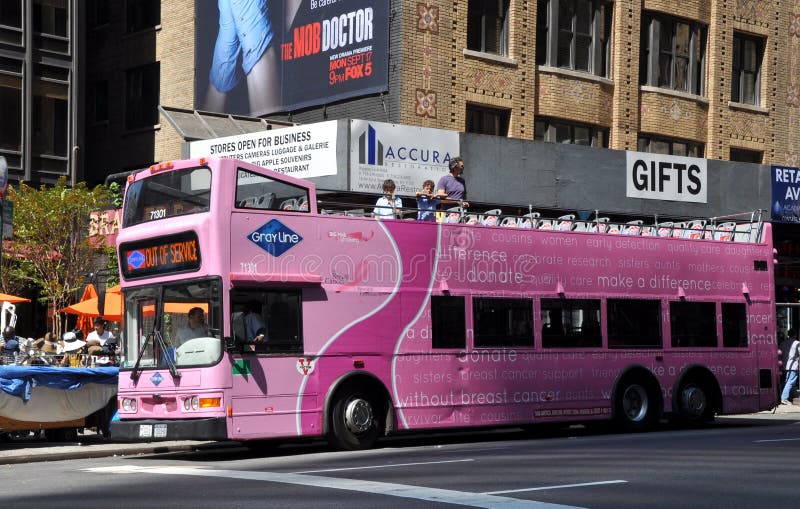 NYC: Double Decker Tourist Bus in Times Square Editorial Photo - Image ...