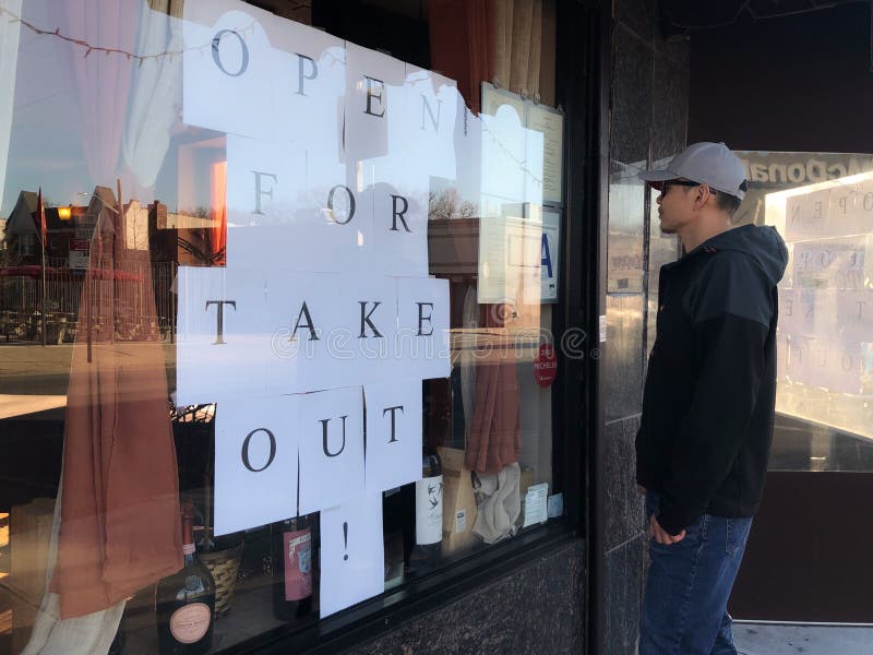 NYC Restaurant No Dining in and Take Out Sign during Coronavirus ...