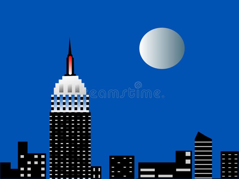 Nyc Skyline with Full Moon stock vector. Illustration of city - 12363959