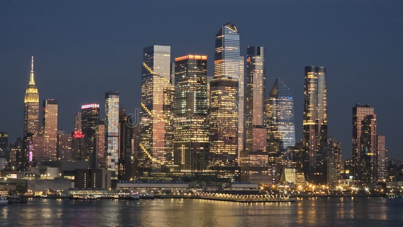NYC Skyline at Night stock photo. Image of metropolis - 382333122