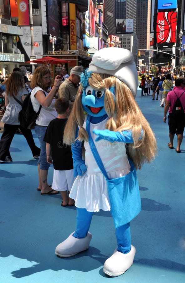The Smurfs at Times Square editorial photo. Image of working - 23505121