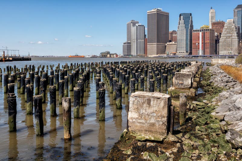 NYC Spring - Lower Manhattan Seen from Brooklyn Stock Image - Image of ...