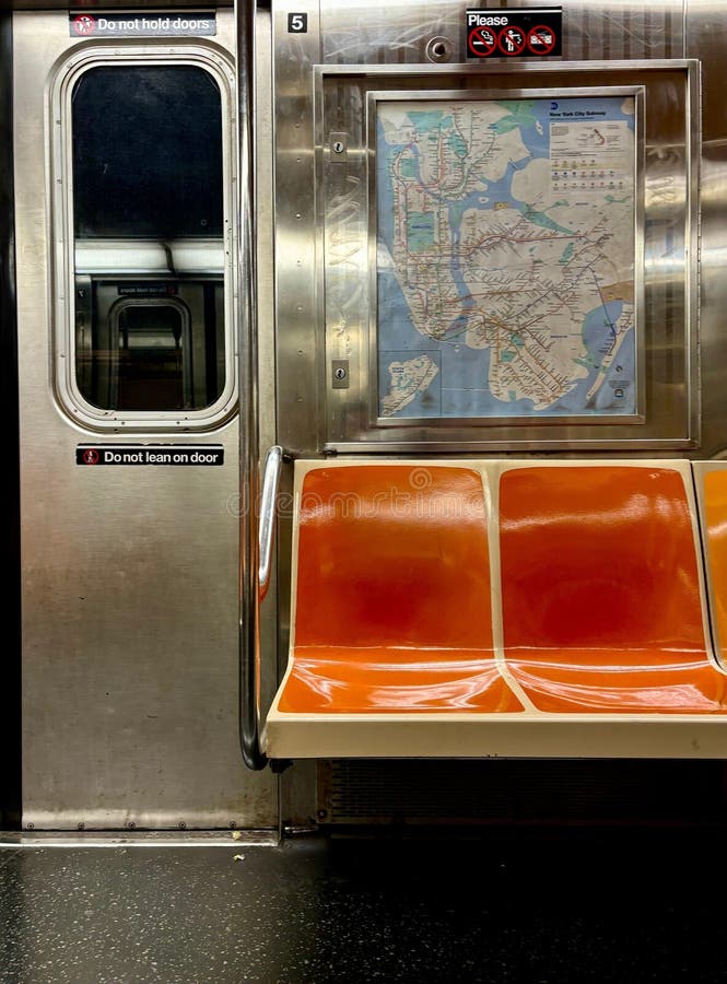 NYC Subway Iconic Orange and Yellow Seats Stock Illustration ...