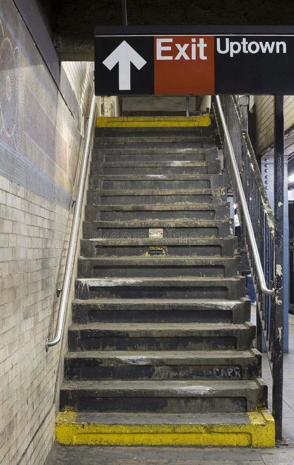 NYC subway platform steps stock photo. Image of uptown - 11250772
