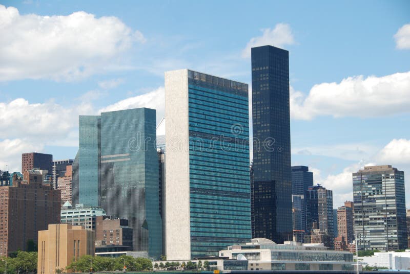 NYC: the United Nations Building Stock Image - Image of tower, wall ...