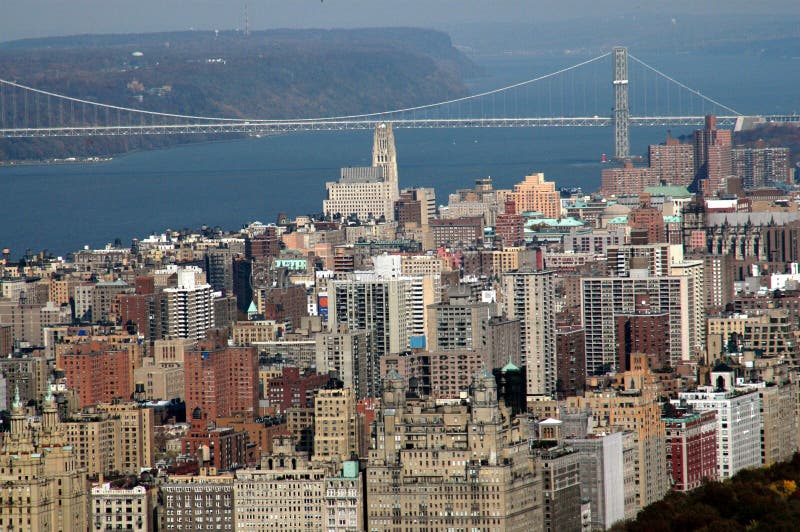 NYC: Upper West Side and Geo. Washington Bridge Stock Image - Image of ...