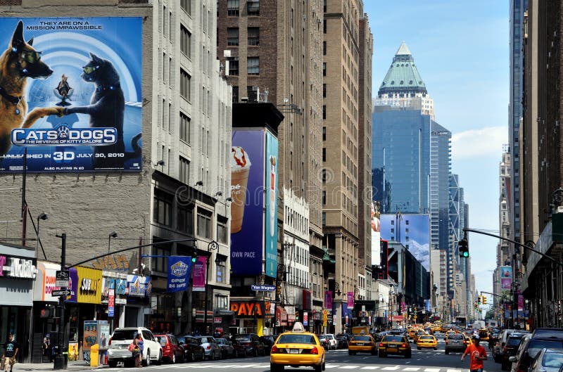 NYC: View of Eighth Avenue editorial stock photo. Image of lined - 15297563