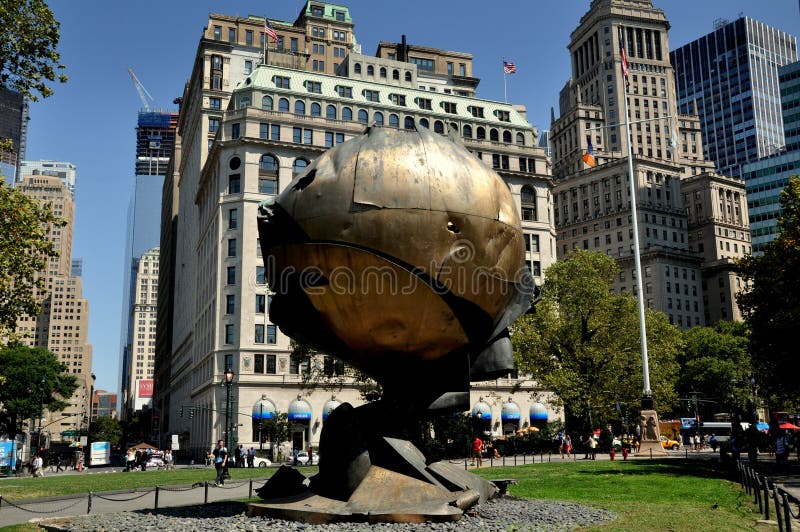 NYC: World Trade Center Sphere Editorial Stock Photo - Image of city ...