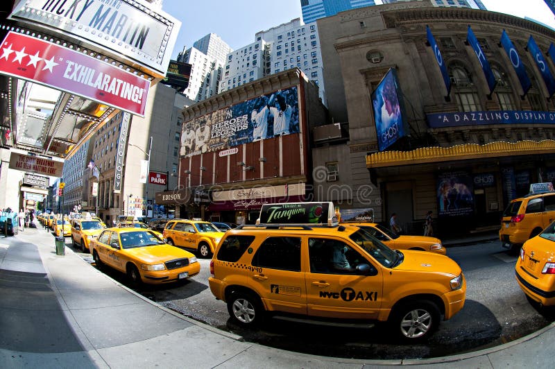 NYC yellow taxis editorial stock image. Image of commercials - 26037944