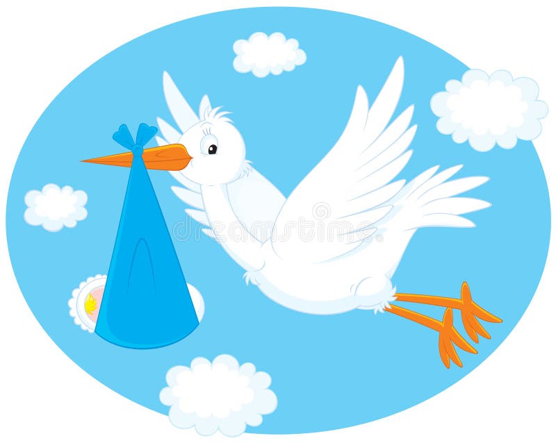 Nyfödd Stork För Barn Vektor Illustrationer - Illustration av födda ...