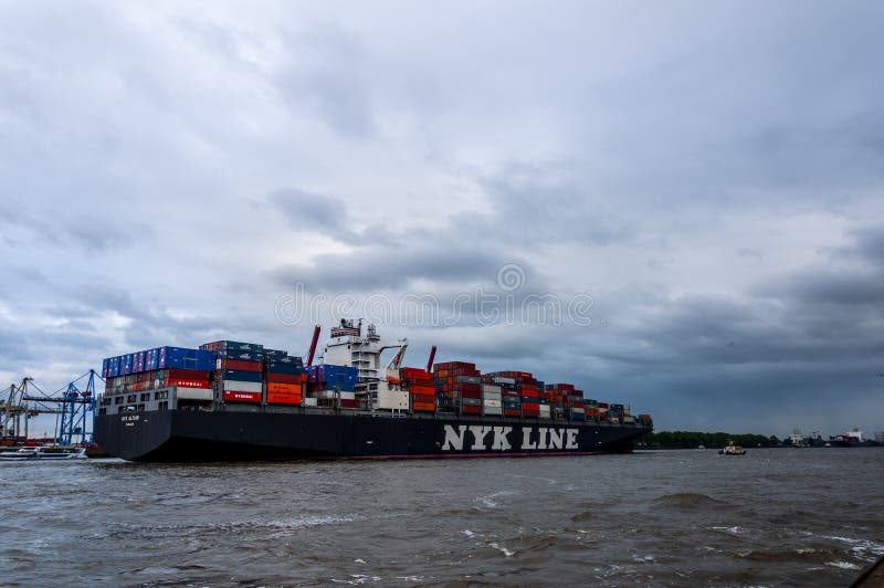 NYK LINE Cargo Ship at Hamburg Harbor Editorial Photography - Image of ...