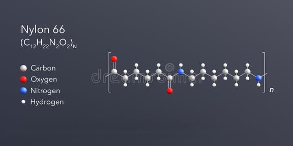Nylon 66 Molecule 3d Rendering, Flat Molecular Structure with Chemical ...