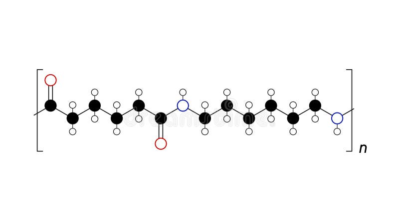Nylon 66 Molecule, Structural Chemical Formula, Ball-and-stick Model ...