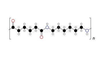 Nylon 66 Molecule, Structural Chemical Formula, Ball-and-stick Model ...