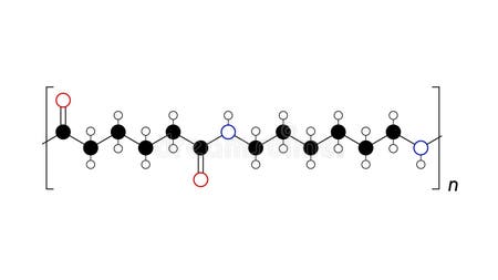 Nylon 66 Molecule, Structural Chemical Formula, Ball-and-stick Model ...