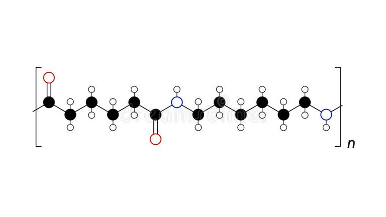 Nylon 66 Molecule, Structural Chemical Formula, Ball-and-stick Model ...
