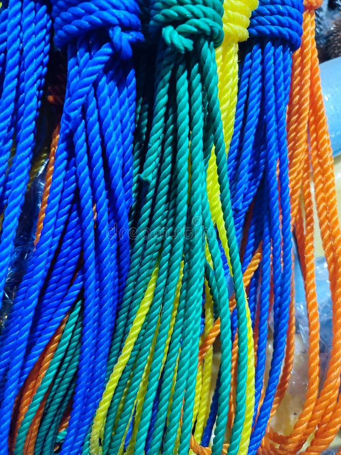 Nylon Rope with Colorful Neatly Tied Stock Photo - Image of line ...