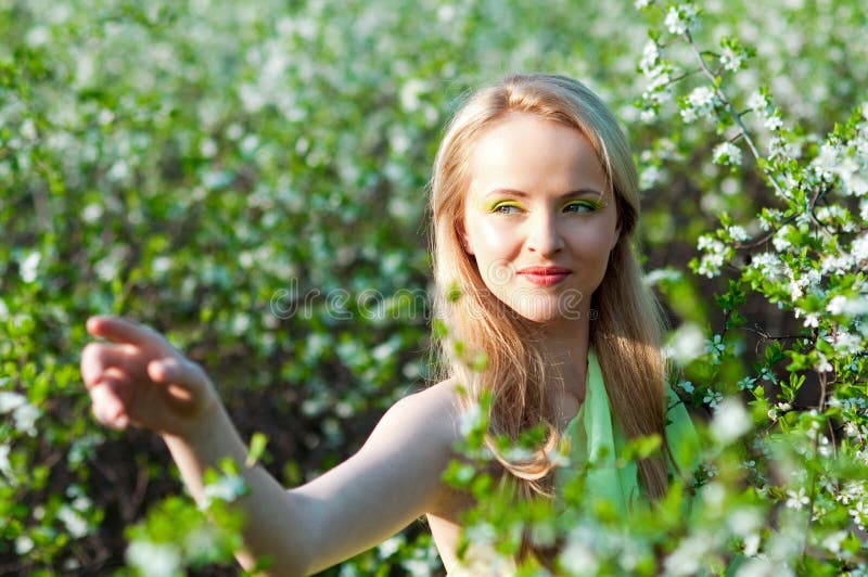 Nymph. Portrait of Genuine Gorgeous Woman in Wreath of Flowers Stock ...