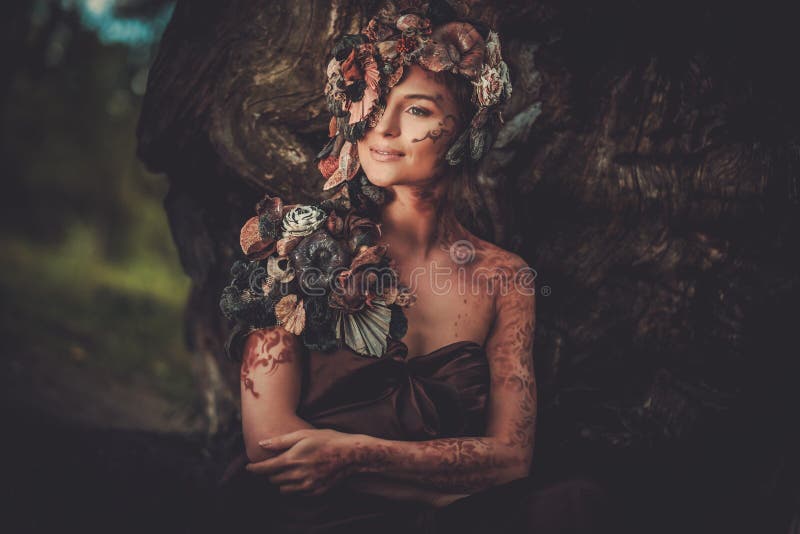Nymph woman in forest stock image. Image of fairy, divine - 56304537