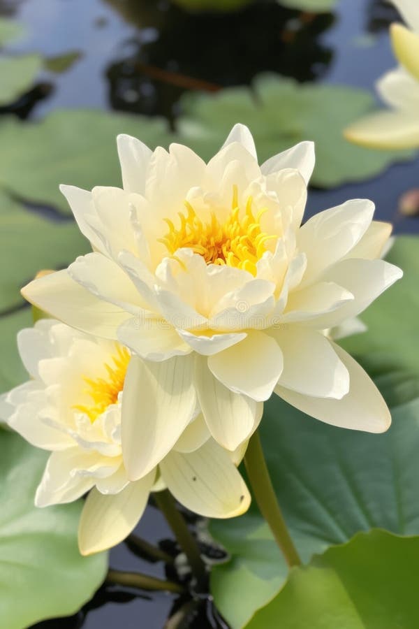 Nymphaea Blooms Gracefully in a Tranquil Pond Surrounded by Lush ...