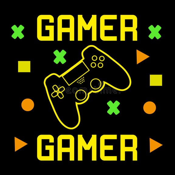 Gamer Text, and Geometric Shapes, on Black Backgound. Stock Vector ...