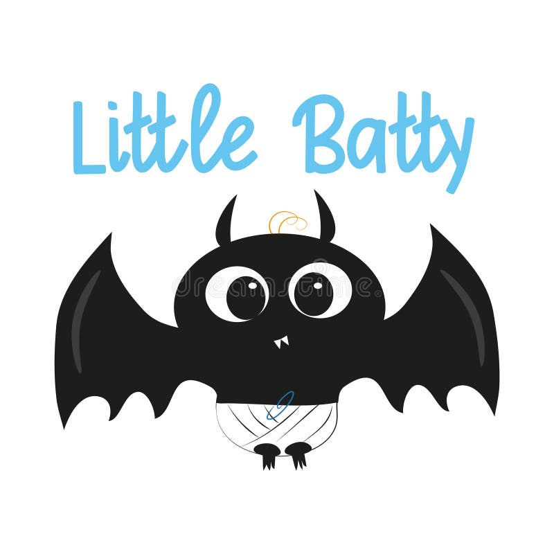 Little Batty Text Cute Bat Halloween Illustration Graphic Vector. Stock ...