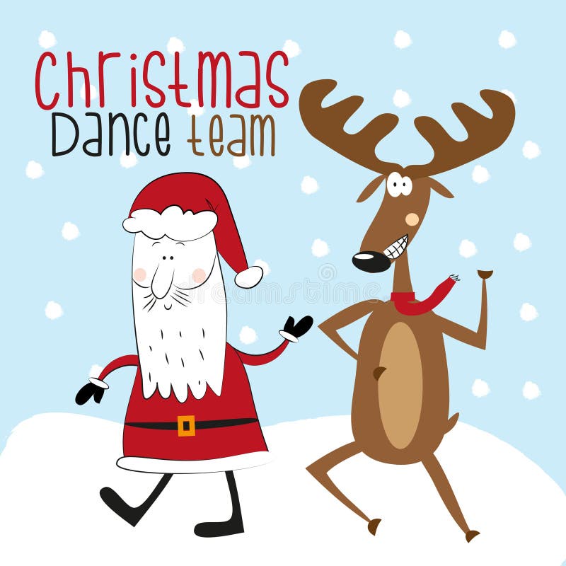 Christmas Dance Team- Funnyi Christmas Text, with Cute Dancer Reindeer ...