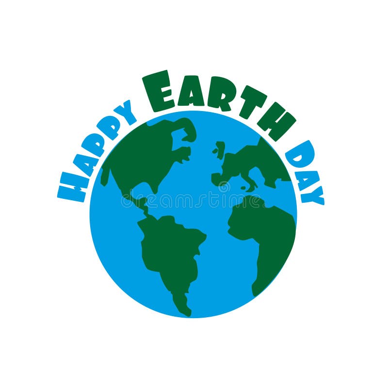 Happy Earth Day - Text with Earth Planet Hand Drawn Vector Illustration ...
