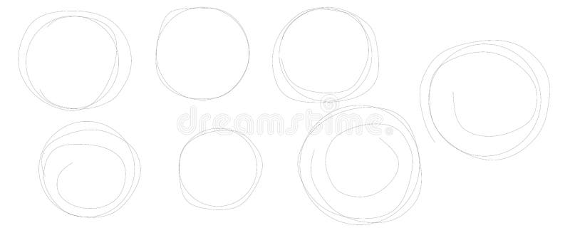 Vector Circle Shape Set, Hand Draw Round Collection, Isolated on White ...