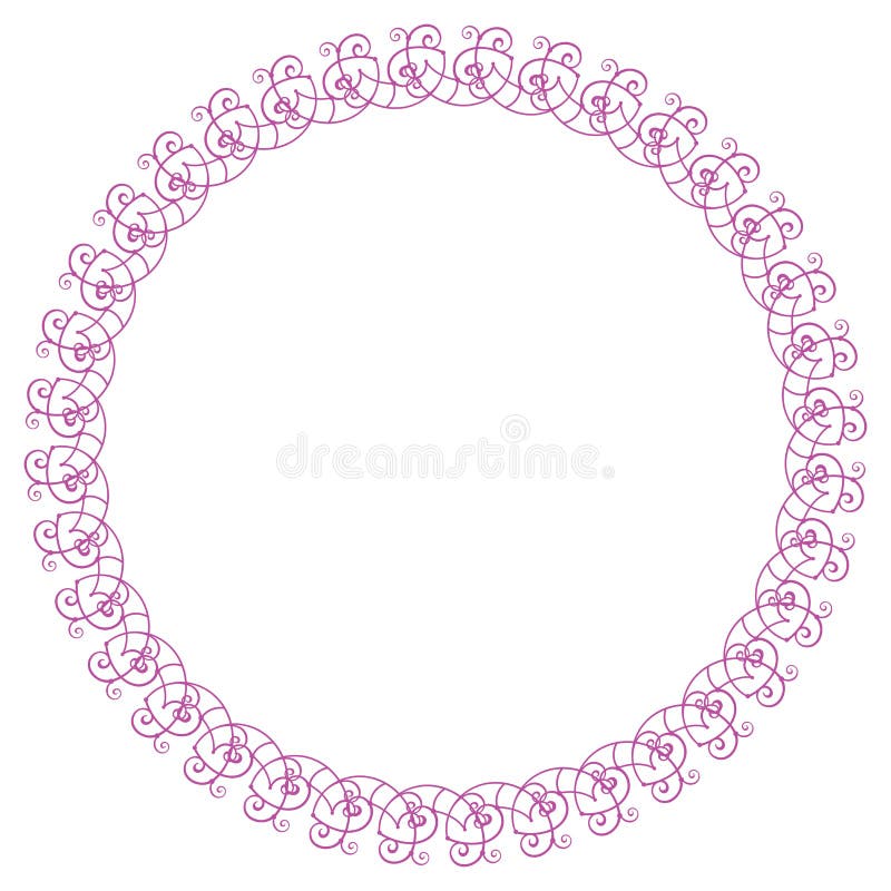 Floral Wreath Border, Vector Design Element Purple Color Round Shape ...
