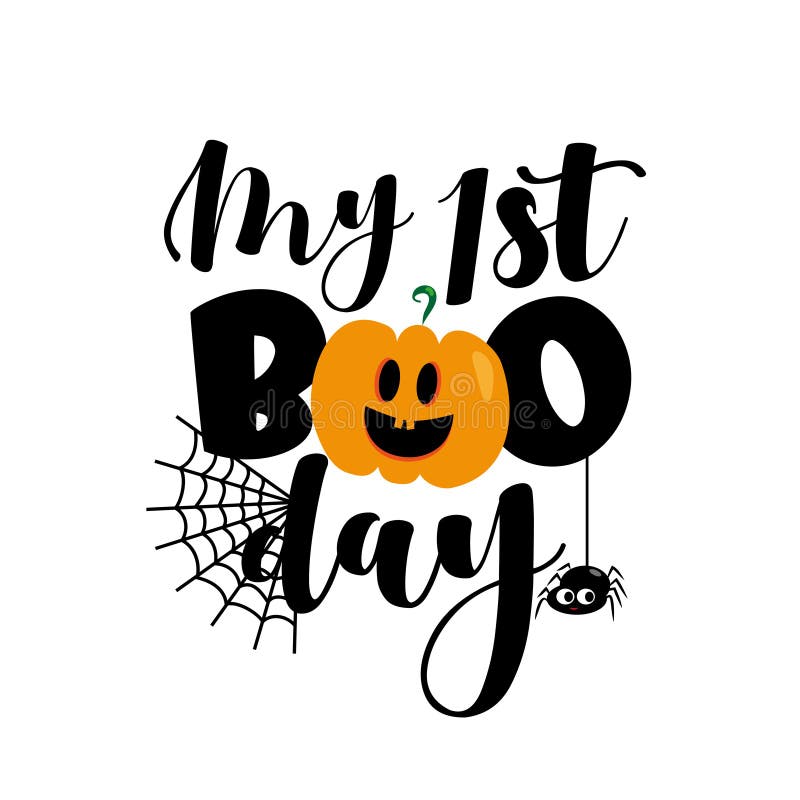 My First Boo Day- Cute Halloween Greeting with Ghosts Stock Vector ...