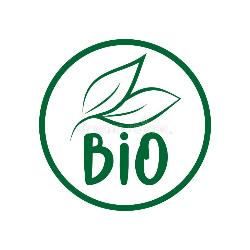 Bio Logo Green Leaf Label for Veggie or Vegetarian Food Package Design ...