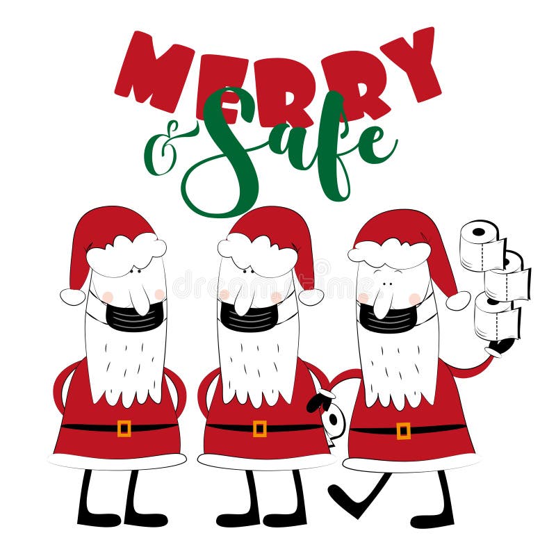 Merry and Safe - Santa Claus in Mask with Toilet Papers. Stock Vector ...