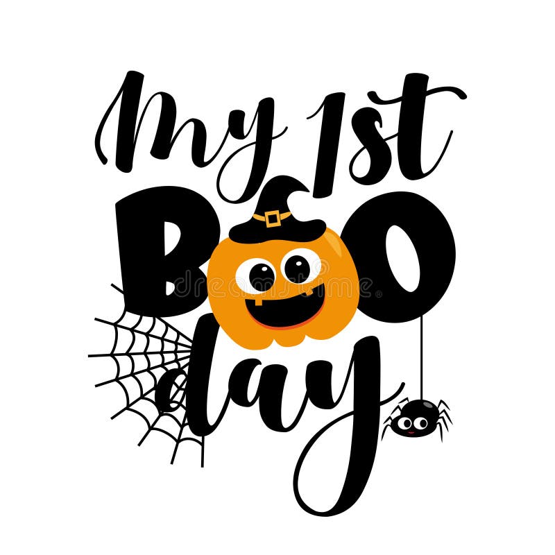 My First Boo Day- Cute Halloween Greeting with Pumpkin and Spider ...