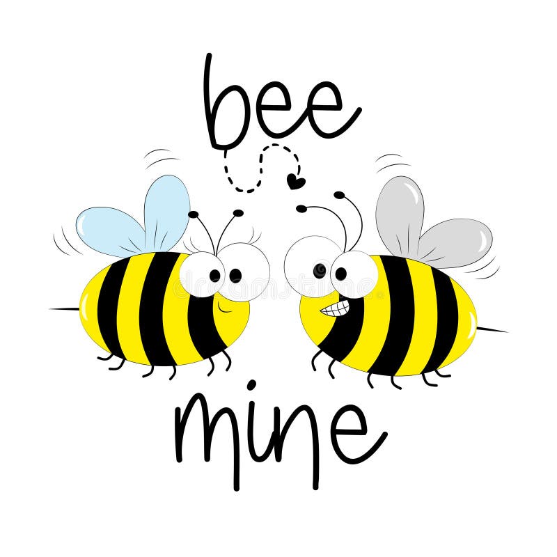 Bee Mine - Cute Smiley Bee Vector Graphics Illustration Stock Vector ...