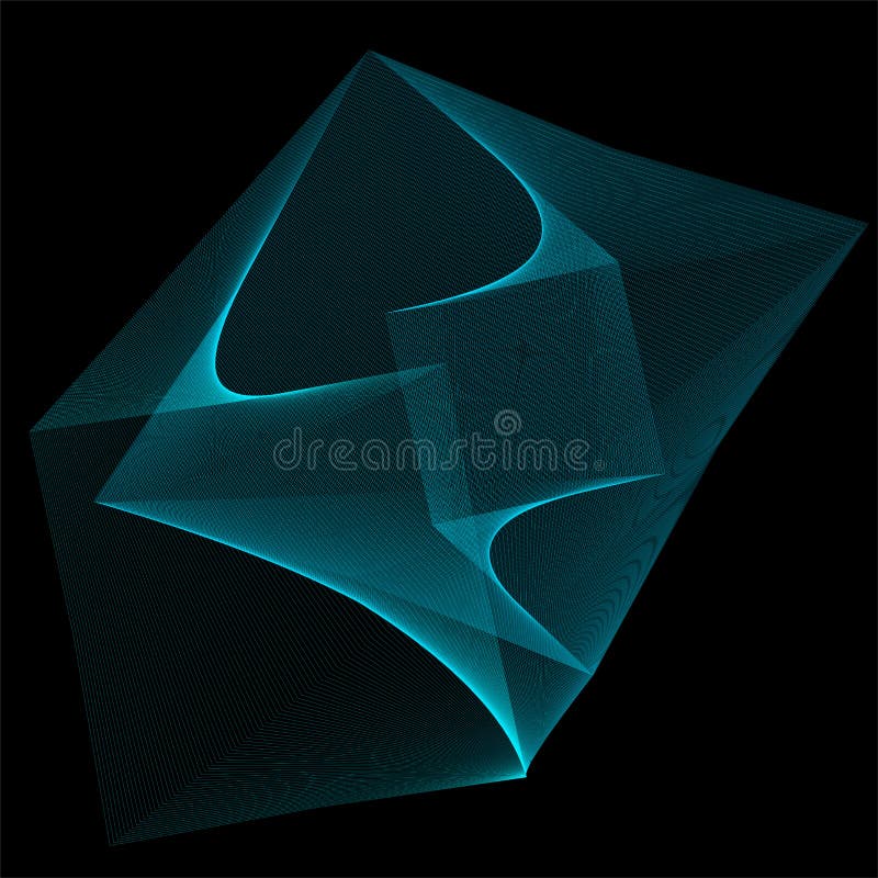 Futuristic Digital Rays, Blue Wavy Lines on Black, Art Abstract ...