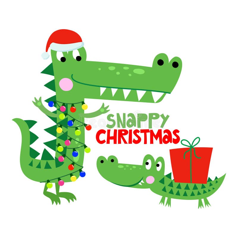 Snappy Christmas - Funny Phrase for Christmas with Cute Crocodile ...