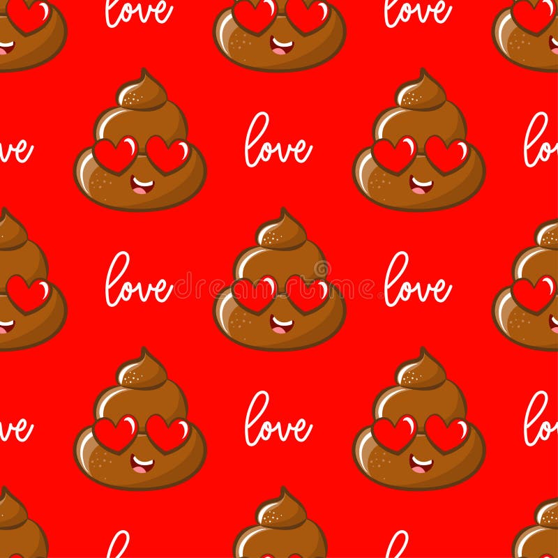 Happy Valentine S Day Pattern with Funny Poop - Hand Drawn Doodle ...