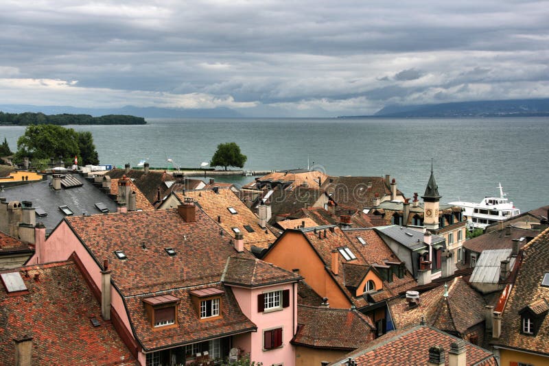 Nyon, Switzerland stock image. Image of waterfront, sightseeing - 12413511
