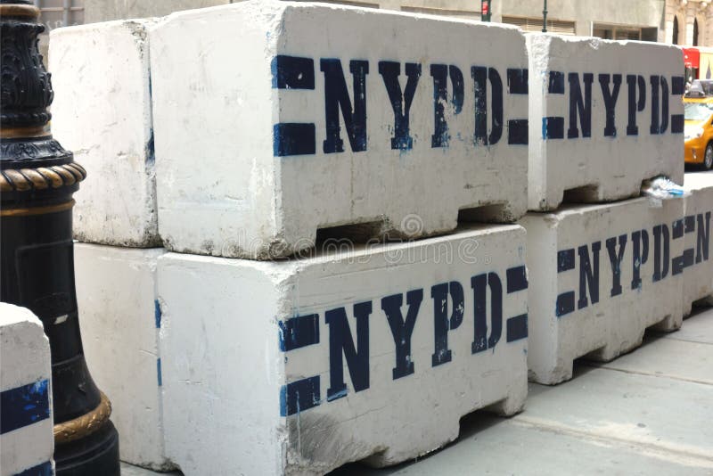 NYPD Concrete Safety Barriers, Times Square, NYC, USA Editorial Stock ...