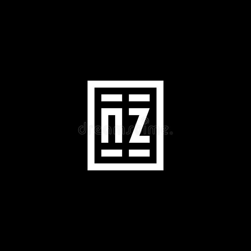 NZ Initial Logo with Square Rectangular Shape Style Stock Illustration ...