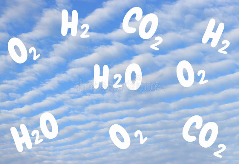 Chemical Formulas of Air Atoms Isolated in the Sky. Stock Image - Image ...