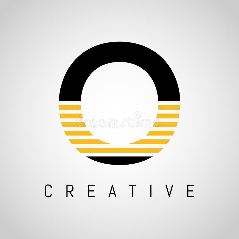 O Letter Logo with Golden Lines Design . Stock Vector - Illustration of ...