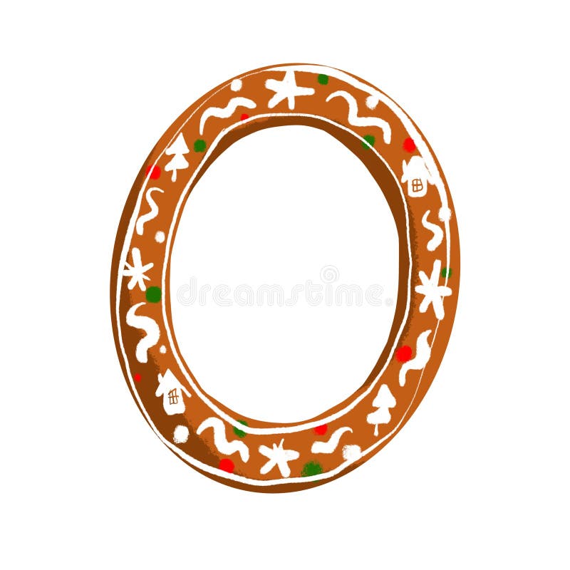 Gingerbread Letter O with Icing Decoration Stock Illustration ...