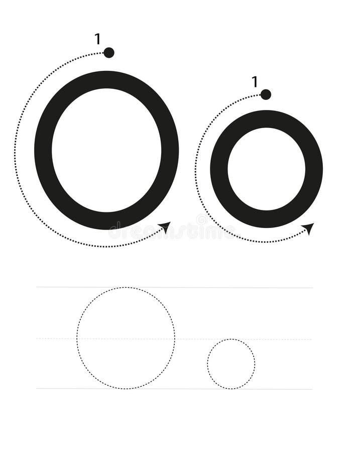 Alphabet Letter O Tracing Activity Black and White Sheet Stock ...
