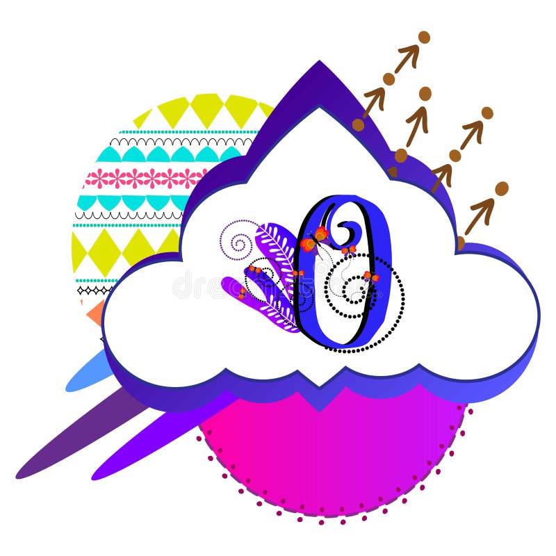 O Alphabet. Letter O Gradient Label. Vector Sticker Frame Using Shapes ...