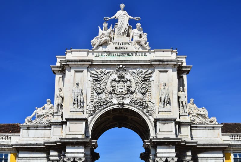 O Arco De Augusta Rua Em Lisboa, Portugal Imagem de Stock - Imagem de ...