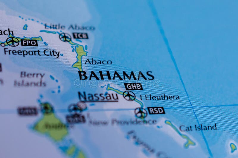 O Bahamas no mapa foto de stock. Imagem de bahamas, cidades - 114070700
